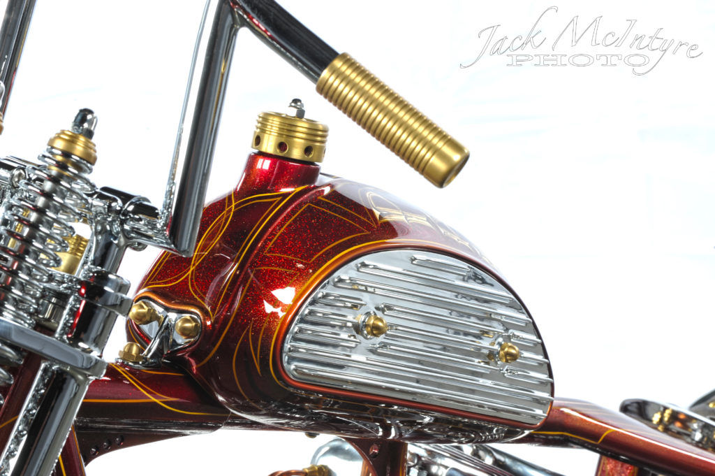 Rick Bray of RKB Kustom Speed with his custom Shovel named “Palo Duro ...