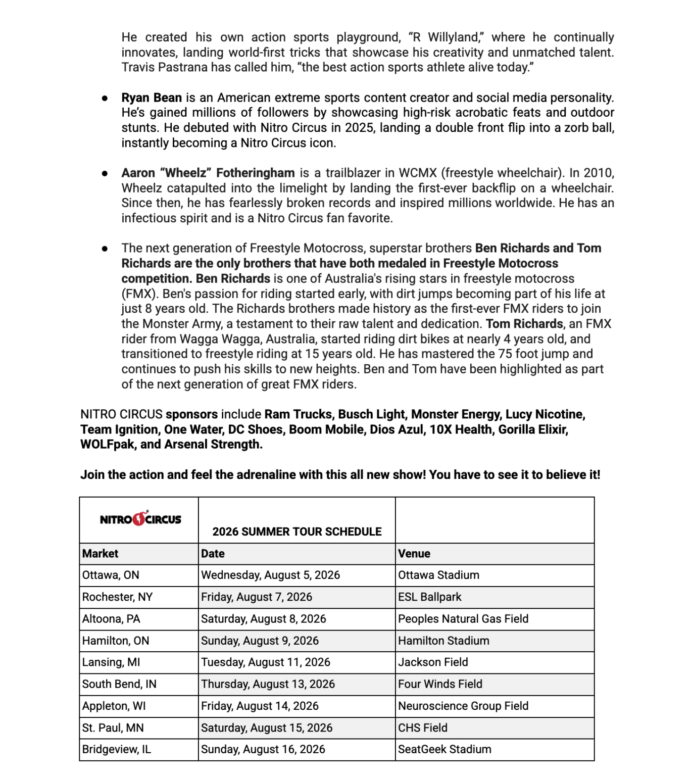 All new NITRO CIRCUS '2.0 Tour' Multi-City 2026 Dates Announced - Iron ...